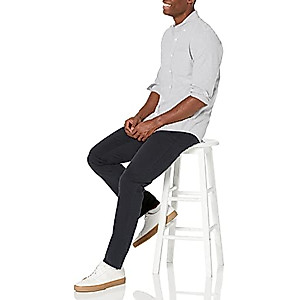 Amazon Essentials Men's Slim-Fit Long-Sleeve Pocket Oxford Shirt, Grey, Small