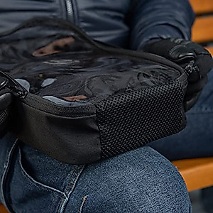 M-Tac Elite Bag Organizer Transparent Large Gen.II - Tactical Clear Durable Pouch with Zipper, Handle and Nylon Mesh Bottom (11.8 x 7.5 inches, Black)