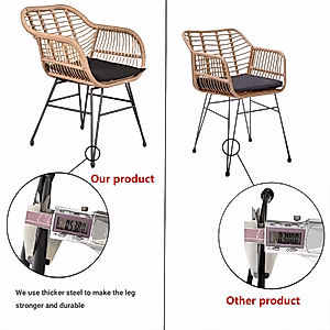 Tappio 3 Piece Outdoor Wicker Furniture Patio Bistro Set, Balcony Furniture Rattan Conversation Sets, Outdoor Patio Chairs Set for Porch Poolside Garden, Black