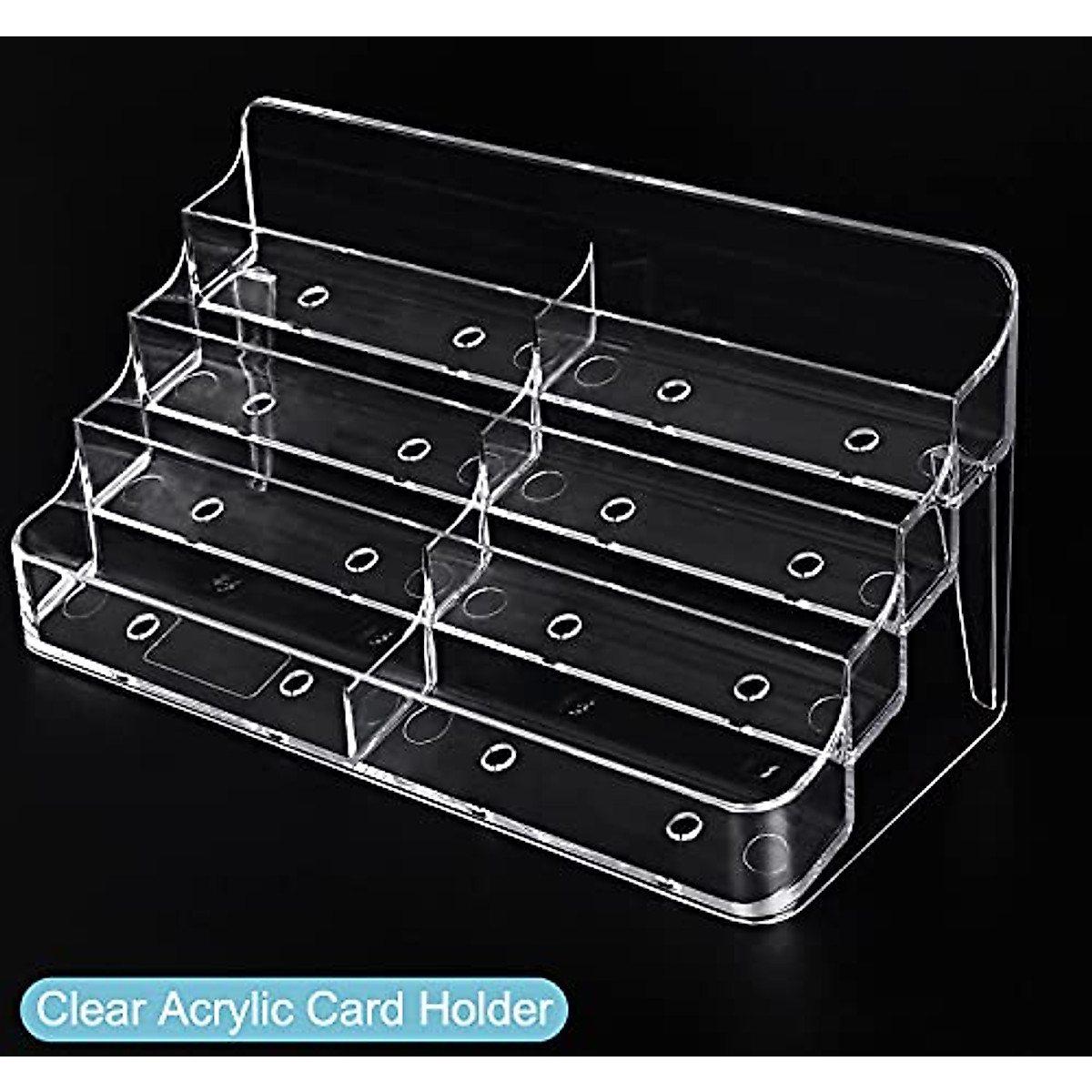 Gowall Business Card Holder, 8 Pocket Acrylic Business Card Holder for Desk Clear Business Card Stand Desktop Business Card Holders Plastic Business Card Display for Exhibition, Home and Office