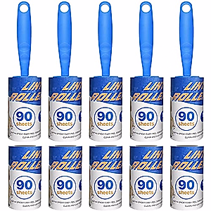 Lint Rollers for Pet Hair Extra Sticky Remover 900 Sheets Total Upgraded 5 Handles with 10 Refills Portable Travel Size for Couch Furniture Clothes Dog & Cat Hair Removal