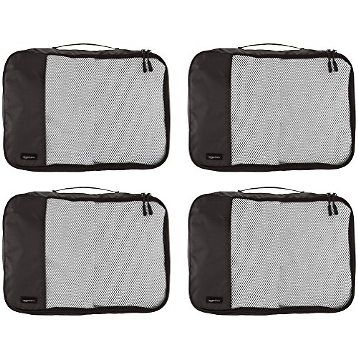 Amazon Basics 4 Piece Packing Travel Organizer Cubes Set - Medium, Black