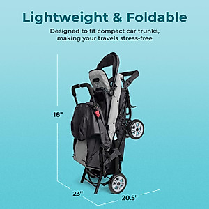 Gaggle by Foundations Compass 3 Seat Stroller | Triple Stroller for Infant and 2 Toddlers | Lightweight Tandem Triple Stroller | Foot Brake | Shock-Absorbing All-Terrain Wheels | Easy Folding | Black