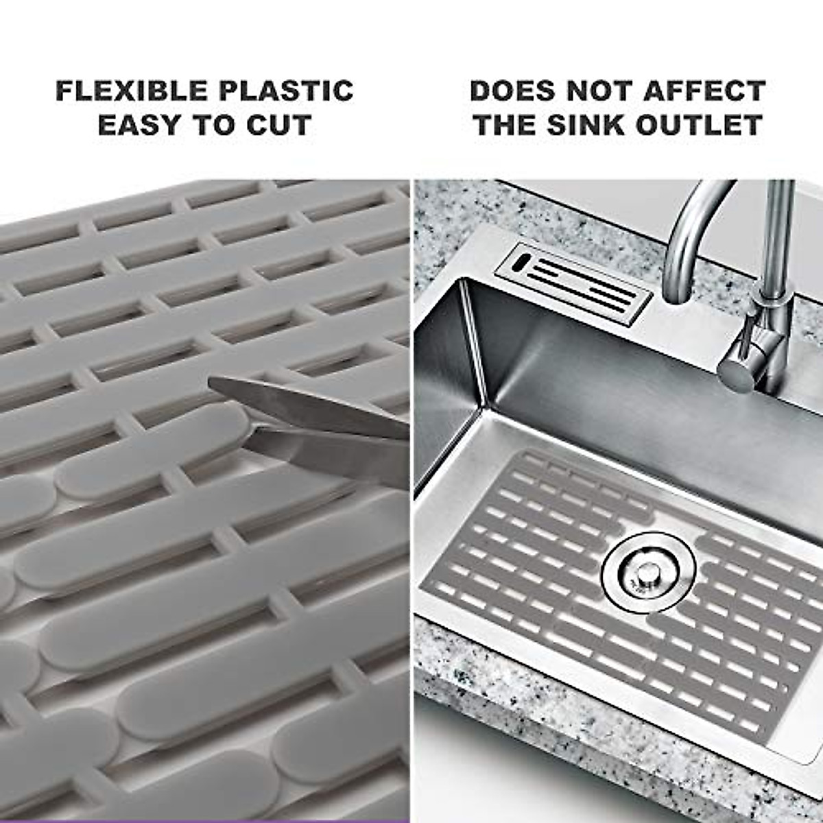 NICE DAY Sink Mat, Sink Protectors for Kitchen Sink By Better Housewares Wok Stand Strong Adsorption And Skid Resistance PVC Free Silicone Sink Mat 16" x 13", Large