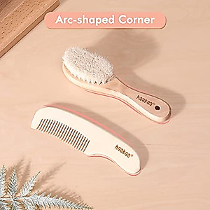 haakaa Baby Hair Brush and Comb Set for Newborns & Toddlers, Natural Hair Comb Wooden Comb Perfect Baby Shower and Registry Gift - Ideal for Cradle Cap