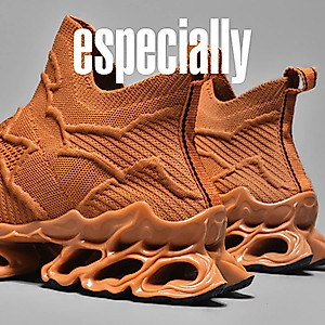 Poramea Mens Slip on Loafers Walking Tennis Shoes Laceless Running Blade Sneakers Mesh Trail Jogging Casual Athletic Brown Size 8.5