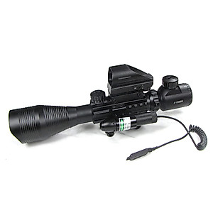 Rifle Scopes Combo 4-12X50eg Riflescopes Tactical Dual Illuminated Optical Holographic Red/Green Reflex Dot Sight Bullet-Shape Laser for Hunting Practitioner