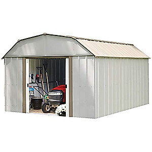 Arrow Shed LX1014 10 x 14 ft. Barn Style Galvanized Taupe/Eggshell Steel Storage Shed