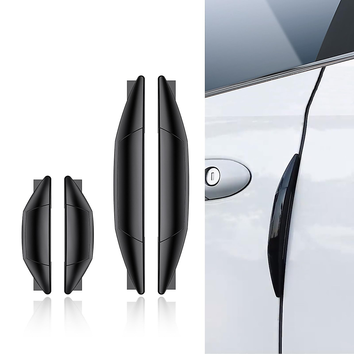 Jawmoy 4 PCS Car Door Anti-Collision Strip, Rearview Anti-Impact Sticker, Door Protection Decorative Covers, Universal Car Side Door Edge Protector (Black)