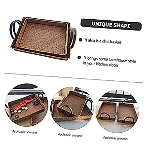 Cabilock 2pcs Handwoven Seagrass Storage Basket Small Woven Basket for Wedding Bathroom Kitchen Supplies