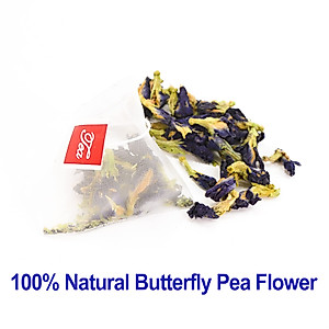 FullChea - Butterfly Pea Flower Tea Bags, 30 Teabags, 1.3g/Bag - Premium Dried Butterfly Pea, Cultivated from Thailand - Non-GMO - Caffeine-Free - Rich in Antioxidants & Support Eye Health