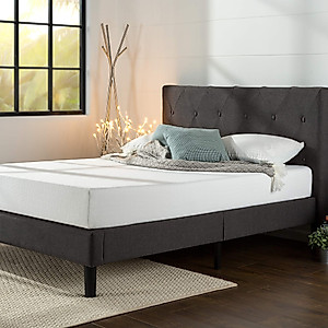 ZINUS 12 Inch Ultima Memory Foam Mattress, Pressure Relieving, CertiPUR-US Certified, and Shalini Upholstered Platform Bed Frame, Mattress Foundation, Wood Slat Support, Dark Grey, Queen