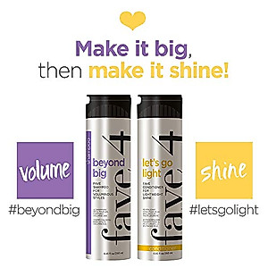 fave4 hair Travel Size Shampoo and Conditioner Set - Mini Beyond Big Volumizing Shampoo + Mini Let's Go Light Conditioner for Lightweight Volume and Shine, 2 fl oz