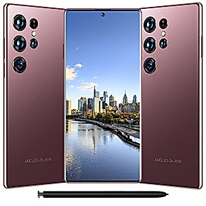 ExAchat G22+ Ultra 5G Smartphone - Unlocked Cell Phone - Sleek Design with Built-in Computer, Qualcomm 888 Chip, 7.3-inch HD+ Screen, Face Recognition, and Powerful Cameras (Rose Gold)