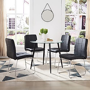 Dining Chairs Set of 2 Modern Kitchen Chair Faux Leather Indoor Chair for Living Room,Restaurant,Meeting Room,Bedroom (Black-C, 2 Chairs)