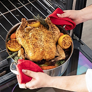 Hell's Kitchen Hybrid 7.5 Qt Pot and lid, Tri-Clad Stainless Steel and Nonstick Ceramic, PFAS Free, no PFOA, PTFE, or Teflon, Non Toxic Cookware, Metal Utensil Safe, All Cooktops and Oven Safe