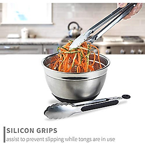 DRAGONN Premium Set of 12-inch and 9-inch Stainless-Steel Locking Kitchen Tongs, Set of 2 - Sturdy, Heavy Duty Tong Set - Great for Cooking, Grilling, and Barbecue, BBQ, Silver, DN-KW-TG2S