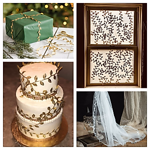 Gold Leaf Ribbon 20Yards Gold Leaves Trim Rope Artificial Leaf Ribbon for Garland Gift Wrapping Party Wedding Home Decorations