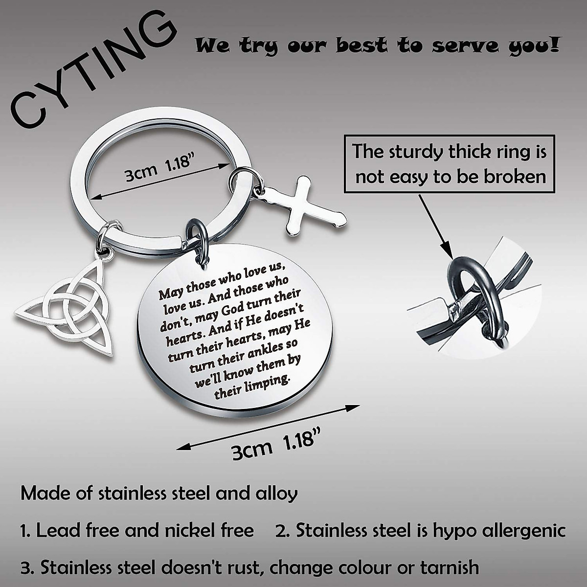 CYTING Irish Blessing Keychain May Those Who Love Us Love Us With Celtic Trinity Knot Good Luck Jewelry LDR Going Away Gifts