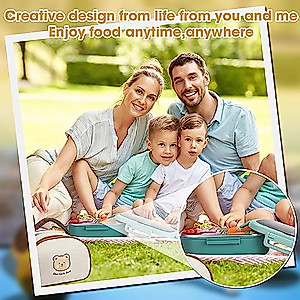 Roshtia 2 Pcs Stainless Steel Leakproof Bento Lunch Box, 28 oz 2 Compartment Metal Portion Control Food Container with Lunch Bag and Utensil Set, BPA Free, Pink and Green