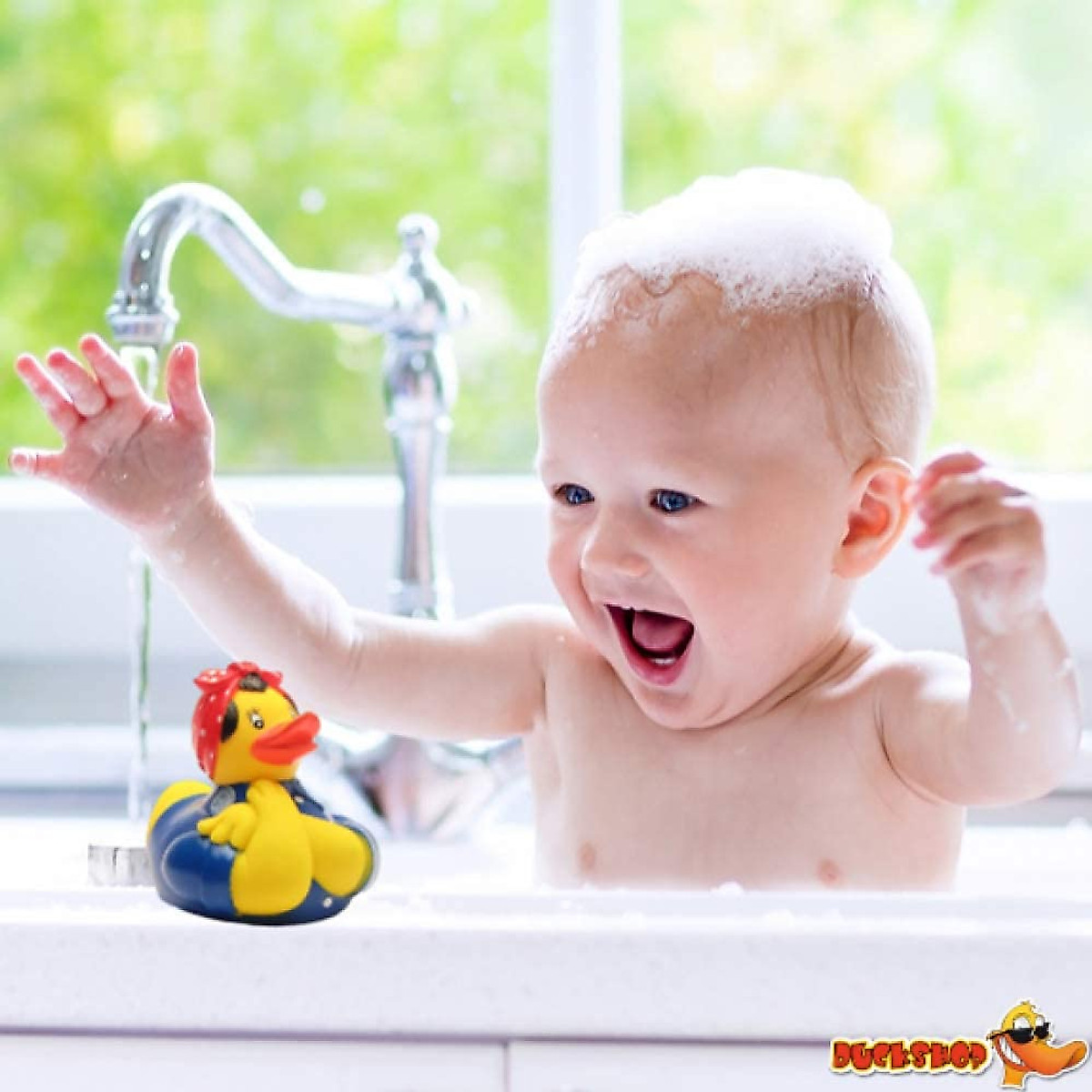 Rubber Duck - Rosie The Riveter | Bath Duck | L: 11 cm