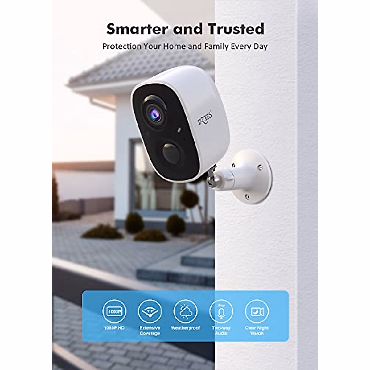 Dzees Security Cameras Wireless Outdoor - Spotlight & Siren, 1080P Battery Powered WiFi Cameras for Home Security, AI Motion Detection, Color Night Vision, 2-Way Talk, Waterproof, SD/Cloud