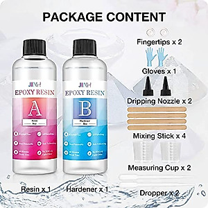 Food Safe Two Part Epoxy Resin, No Yellowing and Bubble, Self Leveling with High Gloss, UV & Heat Resistant, Clear Resin Set for Jewelry Making, Art, Craft, River Tables, Beginner Friendly (16oz)