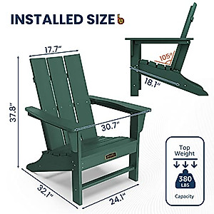 SERWALL Adirondack Chair Oversized Outdoor Fire Pits Chair Weather Resistant-Green