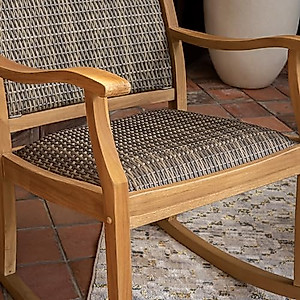 Cambridge Casual Auburn Upholstered Teak Wood Porch Rocking Chair