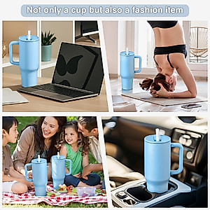 Pawtong 40oz Magnetic Lid Insulated Tumbler with Handle, 360° Rotating & Removable Cover, Leak-Proof Travel Mug with Soft Silicone Straw for Drivers, Commuters, Road Trips, Dishwasher Safe (Blue)