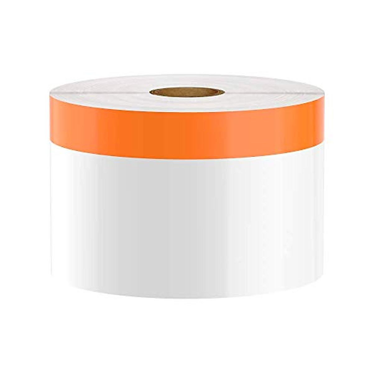 Premium Vinyl Label Tape for DuraLabel, LabelTac, VnM SignMaker, SafetyPro, Viscom and Others, White with 0.75" Orange Stripe, 3" x 140'