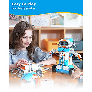 WhalesBot E7 Pro 12-in-1 STEM APP Coding Robot Kit, Scratch Programming for Kids, 637-Piece Educational Building Set with Interactive Books & APP 3D Model Guidance, Toy Gift for Boys & Girls Ages 8-12