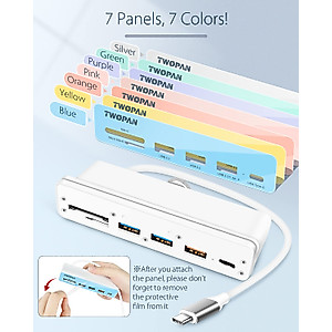 TWOPAN USB C Hub Multiport Adapter for iMac, 6 in 1 USB C to USB Adapter iMac 2024/2023/2021 iMac M4/M3/M1, USB Port Hub with USB 3.0 Ports, SD, MicroSD Card Readers & 7 Color Panels