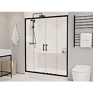 ANZZI 70-in. x 60-in. Framed Double Sliding Shower Door, Resistance Free Hinges for Smooth Opening and Closing, Clear Tempered Glass in Matte Black Finish (SD-AZ15-01MB)