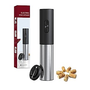 Electric Wine Opener Battery Operated Wine Bottle Openers with Foil Cutter One-touch Button Reusable Automatic Wine Corkscrew Remover for Home Kitchen Party Bar Restaurant