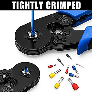 Sopoby Ferrule Crimping Tool Kit AWG 28-8 Self-adjustable Ferrel Crimper Kit with 1200PCS Electrical Wire Terminals Crimp Connectors