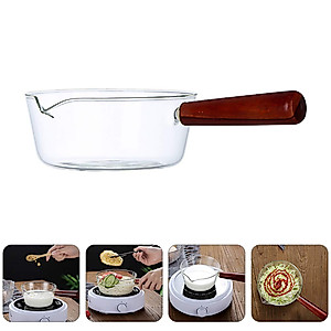 Cabilock Chocolate Milk Portable Stove Portable Stove Glass Cookware Set Glass Saucepan for Pasta Noodle Soup Food Salad 400ML Glass Casserole Dish Mixing Glass Mixing Glass Portable Stove