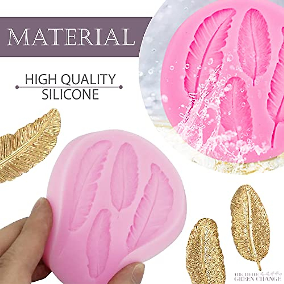 Feather Candy Molds for Baking - Pink Candy Molds Silicone Soap Molds for Clay Crafting Feather Mold Fondant Silicon Molds for Soap Making - Kitchen Decor Pink Chocolate 3D Molds for Cake Decorating