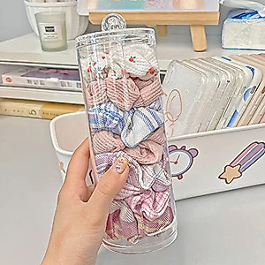 Clear Scrunchie Holder Stand Acrylic Transparent Hair Tie Holder Display Organizer with Lid Portable Hair Accessories Storage Rack for Women Girls