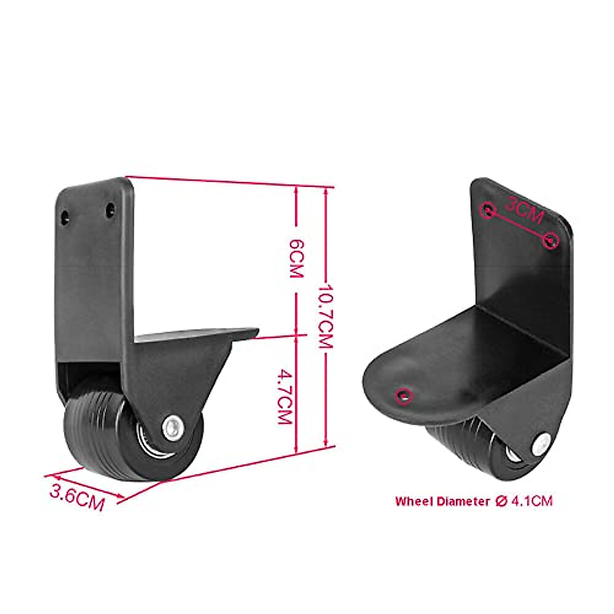 2PCS Luggage Wheels Replacement Universal Trolley Suitcase Bag Fixed Casters Plastic