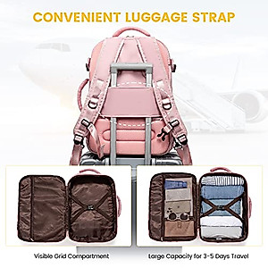 LOVEVOOK Large Travel Backpack Women,40L Flight Approved Carry On Backpack Fits for 17.3inch Laptop,Anti-Theft Large Casual Daypack with 3 Packing Cubes, Pink
