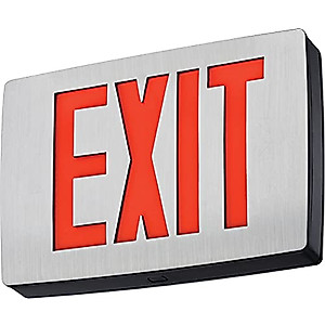 Lithonia Lighting LE S 1 R Face LED Exit Sign Aluminum Housing, Black/Silver