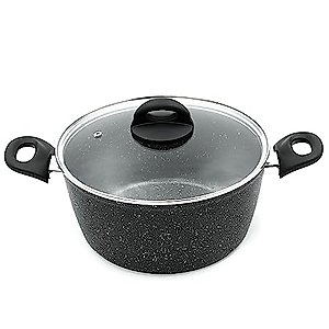 Blackmoor 66130 9.5” 4.5 Quart Casserole Pot and Lid / Stylish Black Marble Finish / Non-Stick & Anti-Scratch / Cool Touch Handle / Suitable for Induction, Electric and Gas Hobs