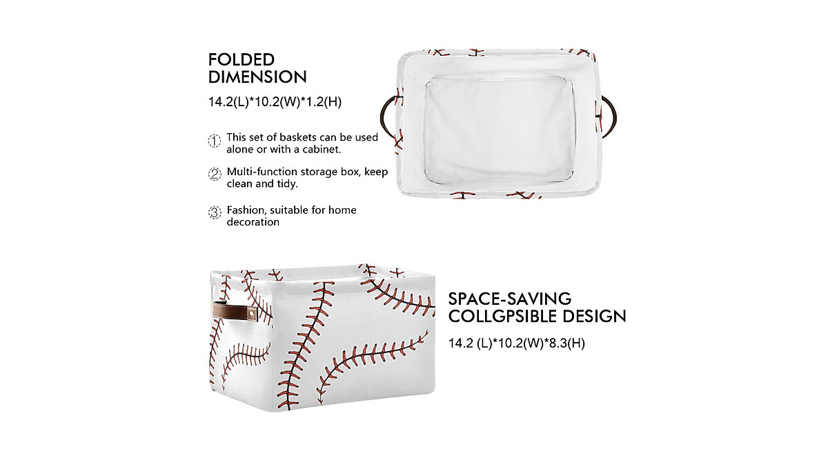 Baseball Storage Bins - Set of 2 Stylish Organizers