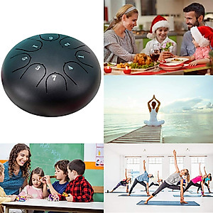 Rain Drum, Upgraded Rain Drum for Outside, Rain Drum for Garden 8 Notes 6 IN, Rain Chimes for Outside, Steel Tongue Drum, Tongue Drum (Black)