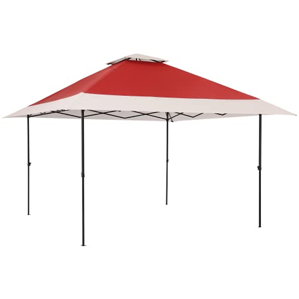 Suntime 13x13 Instant Pop Up Canopy Gazebo Tent Shelter with Wheeled Roller Carry Bag, Bonus Weight Sandbags, Stakes, Ropes - Red