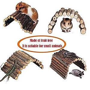 Hamiledyi Hamster Bridge Rat Ladder Wooden Bridge Toy for Small Animals Cage Wood Ladder Natural Hideout for Guinea Pig Chinchilla Ferret Reptile (Pack of 2) (2ladder)