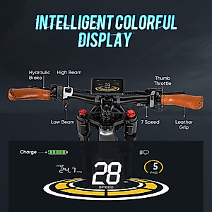 eAhora P5 (Latest Batch) Peak 1200W 20Ah Electric Bike for Adults, Fat Tire Electric Mountain Bike Downhill Full Suspension Electric Bicycle Long Range Ebike