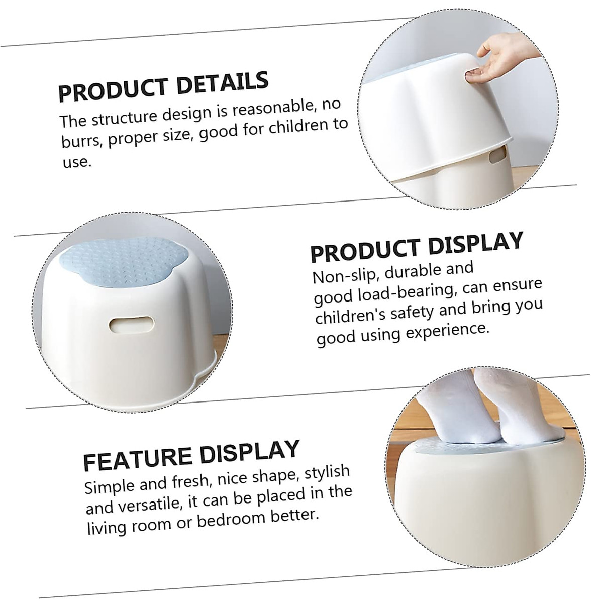 VILLFUL Non-Slip Stool Anti- Footstool Bathroom Footstool Office Footrest Stool Small Stool Stool Under Desk Footrest Stool for Kids Stackable Stool Step Stool Aldult Pp Child