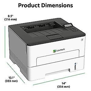 Lexmark B2236dw Monochrome Compact Laser Printer, Duplex Printing, Wireless Network capabilities (18M0100), White/ Gray, Small
